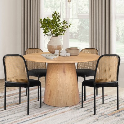Dwen+milan Modern 5-piece Dining Set With 46" Manufactured Grain Oak ...