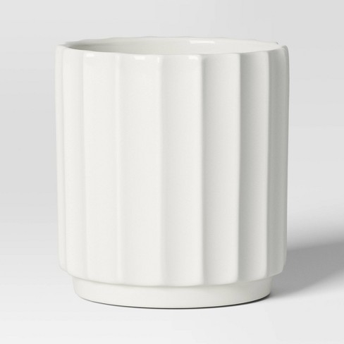 Geared Terracotta Indoor Outdoor Planter Pot White 8.11"x8.11 ...