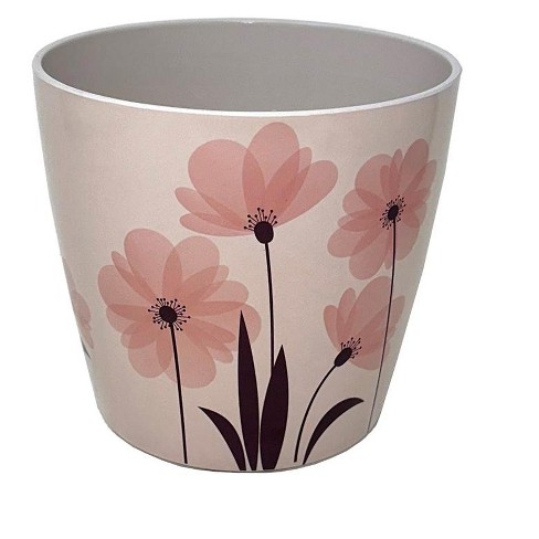 Tierra Garden 7" Round Self-watering Bamboo Pot Pink Flower : Target