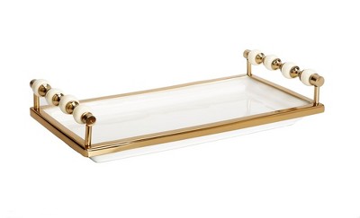 Classic Touch Gold Beaded Rectangular Tray : Target