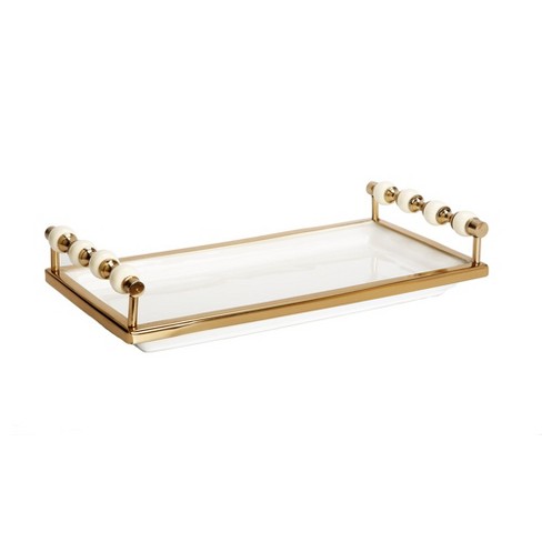 Classic Touch Gold Beaded Rectangular Tray : Target