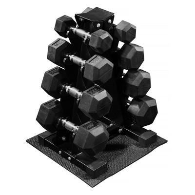 Balancefrom Signature Alloy Steel 150 Lb Rubber Encased Hex Dumbbell ...