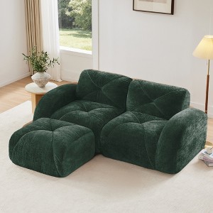 L-Shaped Boneless Sofa with Soft Velvet Fabric and Tufted Design ...