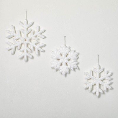Faux Fur Snowflake Ornaments White 14"h Set Of 3 : Target