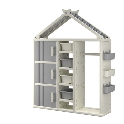 Costway Kids Costume Storage Closet Children Pretend Dresser With ...