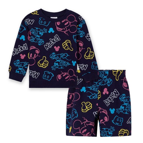 Disney Mickey Mouse Toddler Boys French Terry Sweatshirt And Shorts ...