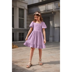 Arshiner Tween Girls Dresses Summer Semi-Formal Party Puff Sleeve Cut ...