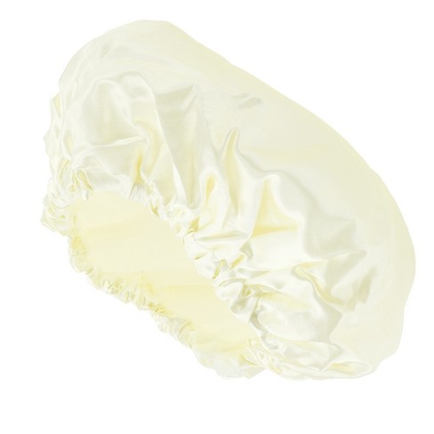 Unique Bargains Durable Double Layer Shower Cap Beige White 1 Pc : Target