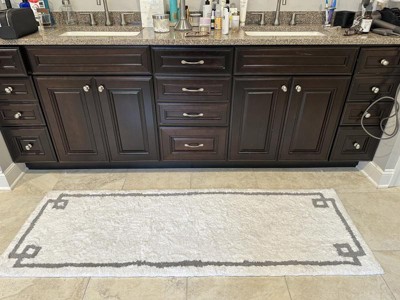 24"x40" Geometric Cotton Tufted Bath Rug Blue: Madison Park, Machine ...