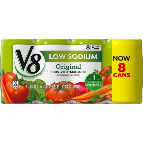 V8 Original Low Sodium 100% Vegetable Juice - 8pk/5.5 Fl Oz Cans : Target