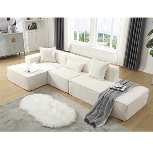 129.5"w Modular Sectional Sofa Couch, L-shaped Minimalist Free ...