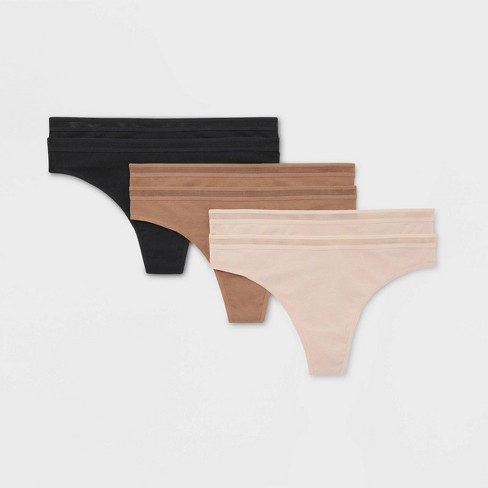 Women's 6pk Cotton Stretch Thong - Auden™ Assorted Neutral M : Target