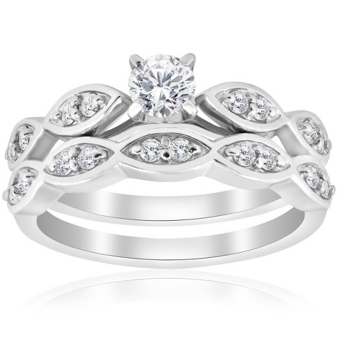 Pompeii3 3/4ct Vintage Diamond Engagement Wedding Ring Set 14k White ...