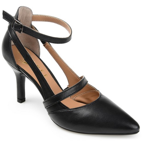 Journee Signature Womens Genuine Leather Vallerie Buckle Mid Heel ...