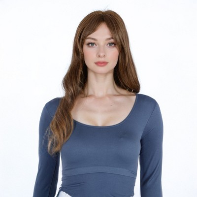 Alilang Women's Long Wavy Wig With Bangs , Heat-resistant For Daily Or ...