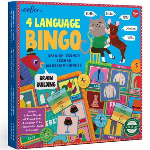 Eeboo: 4 Language Spanish, French, German, Mandarin Chinese Bingo Game ...