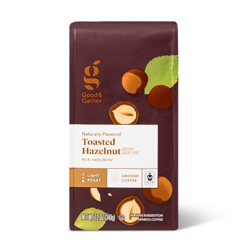 Naturally Flavored Toasted Hazelnut Light Roast Ground Coffee - 12oz ...