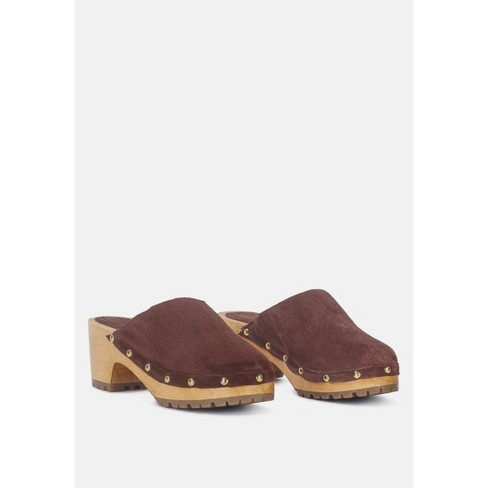 Rag & Co Womens Cedrus Fine Suede Studded Clogs Mules In Beige 6 : Target