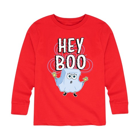 Spongebob Squarepants Hey Boo Long Sleeve Graphic T-shirt - Red - 2t ...