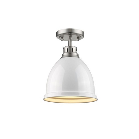 Golden Lighting Duncan 1-light Flush Mount In Pewter With White : Target