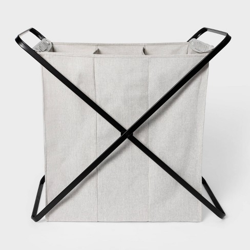 Folding X-frame Triple Sorter Hamper Matte Black - Brightroom™ : Target