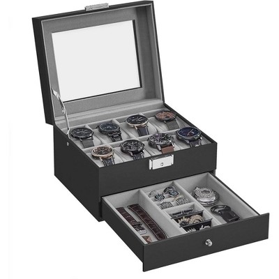 Songmics Watch Box 24-slot Watch Case Lockable Storage Box With Glass ...