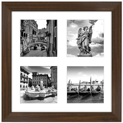 Americanflat 10x10 Collage Picture Frame In Walnut With Four 4x4 Inch ...