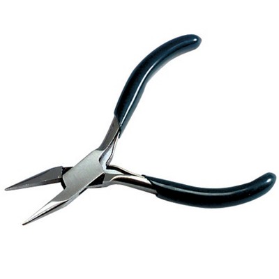 EuroTool Smooth Jaw Miniature Long Nose Plier with Rubber Coated Handle Satin Finish
