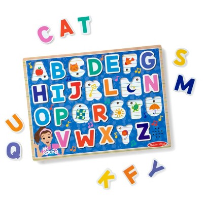 Melissa & Doug Wooden Alphabet Sound Puzzle - Wooden Puzzle With Light ...