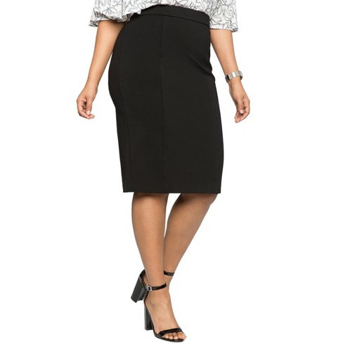 Eloquii Women's Plus Size The Ultimate Stretch Pencil Skirt - 24, Black ...