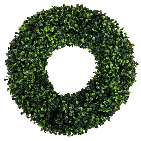 Boxwood Wreath – 16.5-inch Uv Resistant Artificial Spring Wreath For ...