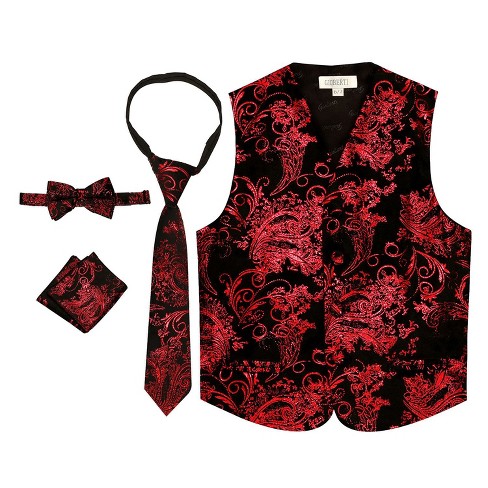 Gioberti Kids And Boys 4pc Paisley Vest Set, Black Red, Size 10 : Target