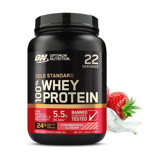 Optimum Nutrition Gold Standard 100% Whey Protein Powder - Strawberries & Cream - 24oz : Target