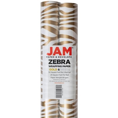 25 Sqft Jam Paper & Envelope Zebra Print Gift Roll Wrap Pink : Target
