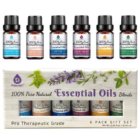 Pursonic 6 Pack Of 100% Pure Essential Aromatherapy Oils Blends : Target