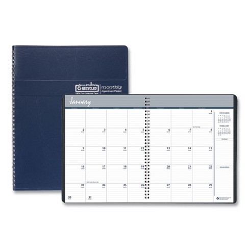 14-month Recycled Ruled Monthly Planner, 11 X 8.5, Blue Cover, 14-month ...