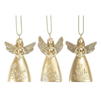 Dicksons Believe Peace Faith Angels Gold Glitter Resin Christmas ...