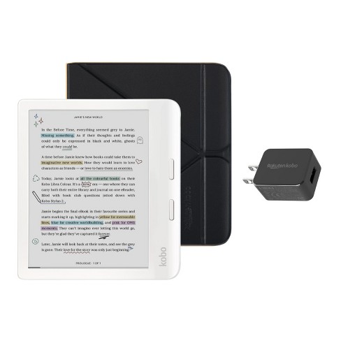 Kobo Libra Colour White Ereader With Black Sleepcover & Ac Bundle : Target
