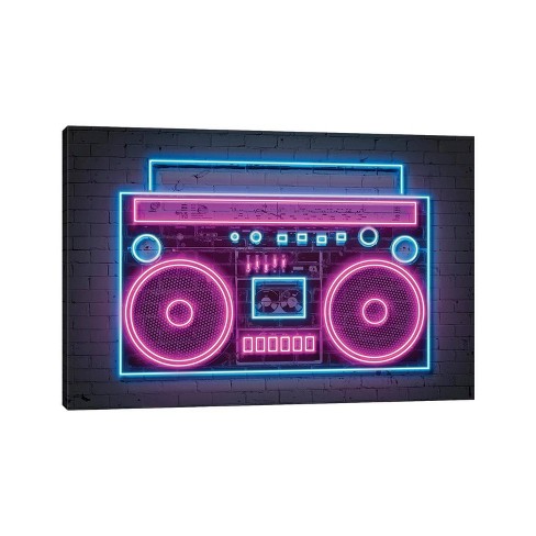 Boombox Neon By Octavian Mielu Unframed Wall Canvas - Icanvas : Target