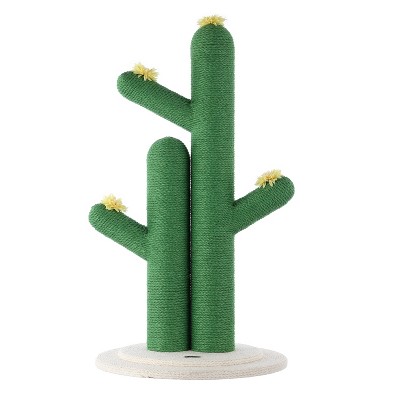 Rosa 36" Modern Jute Cactus Cat Scratching Post With Flower Toys And ...