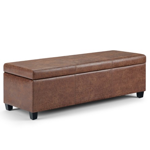 48" Franklin Storage Ottoman Bench Distressed Umber Brown - Wyndenhall ...