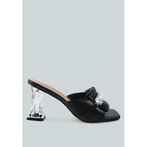 London Rag Womens Deeba Diamante Embellishment Clear Spool Heel Sandals ...