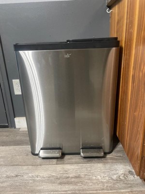 Eko 30l+30l Stainless Steel Essential Plus Recycler Step Trash Can: Dual Compartment Kitchen ...