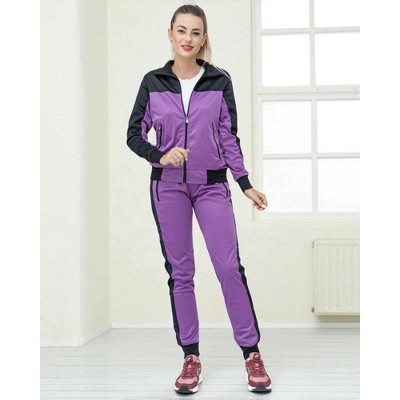 Royal Threads Women's 2-Piece Tracksuit Matching Loungewear Set Purple ...