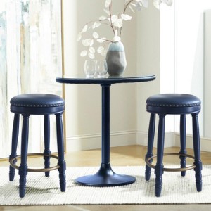 Dark blue bar stools set of two, 26 inches bar height, 360° swivel ...