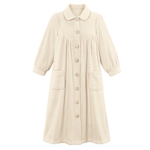 Collections Etc Plush Fleece Button Front Robe With Pockets, Collar ...