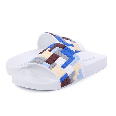 Womens Slides Open Toe Lego Embossed Pool Beach Sandals Comfort Shower ...