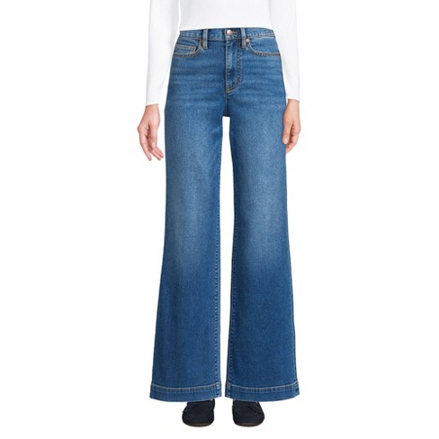 Lands' End Women's Recover High Rise Wide Leg Blue Jeans - 16 - Indigo ...