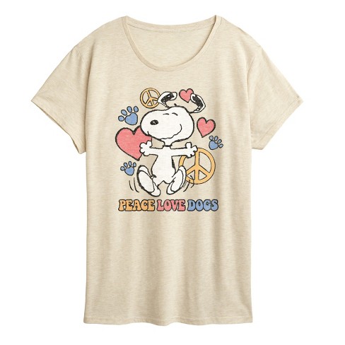 Women's - Peanuts - Snoopy Peace Love Dogs Short Sleeve Graphic T-shirt ...