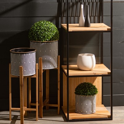 Sullivans Creamy Speckled Round Ceramic Planter Set Of 3, 6"h, 5"h & 4. ...